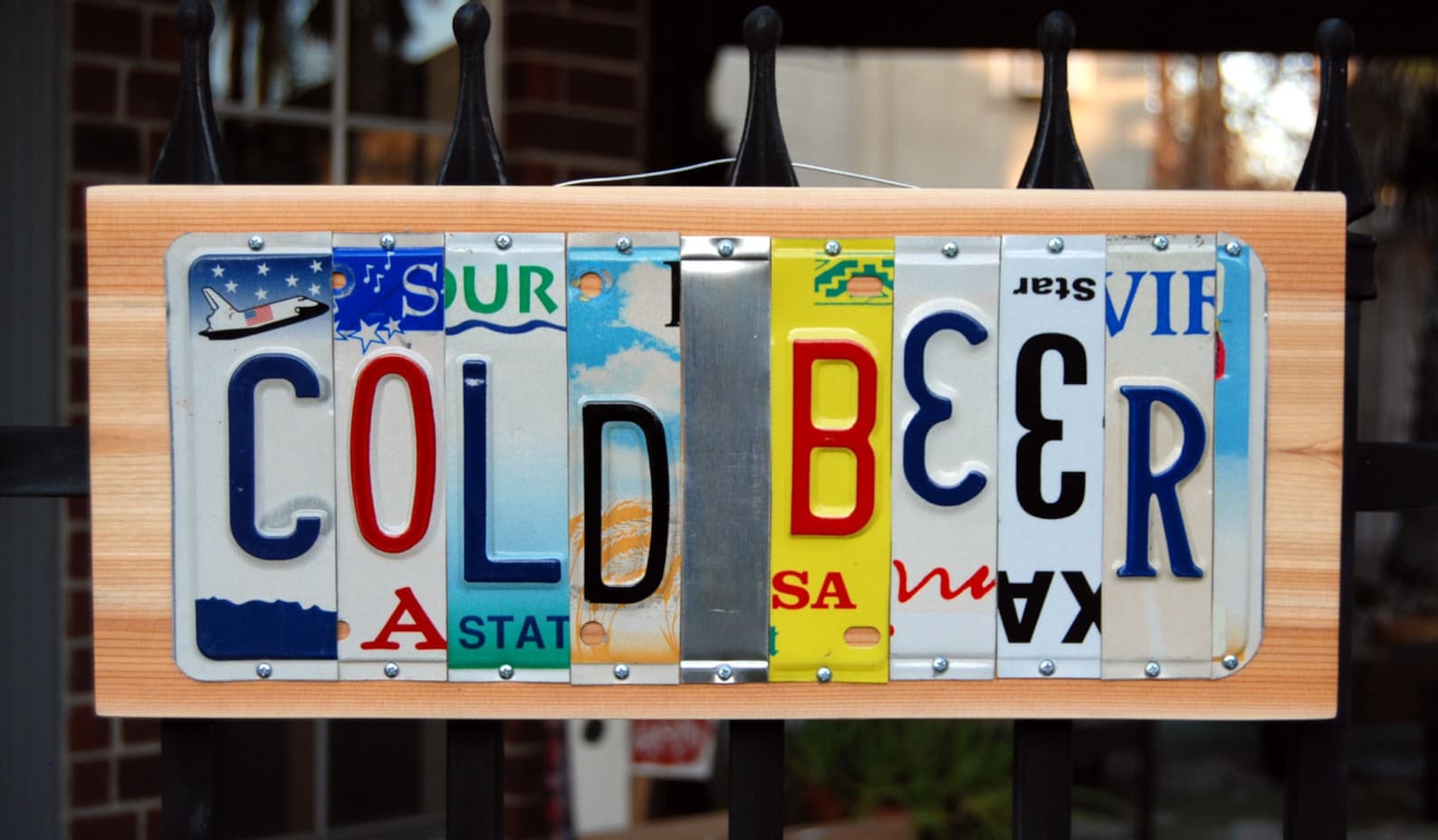 COLD BEER / Bar Decor Rustic License Plate Sign Happy Hour - Etsy