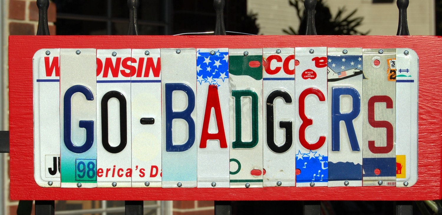 GO BADGERS University of Wisconsin / UW license plate | Etsy