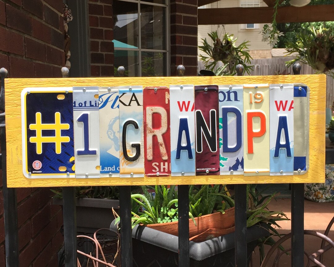 Number 1 GRANDPA - License Plate Sign, Fathers Day, Grandpa Gift ...