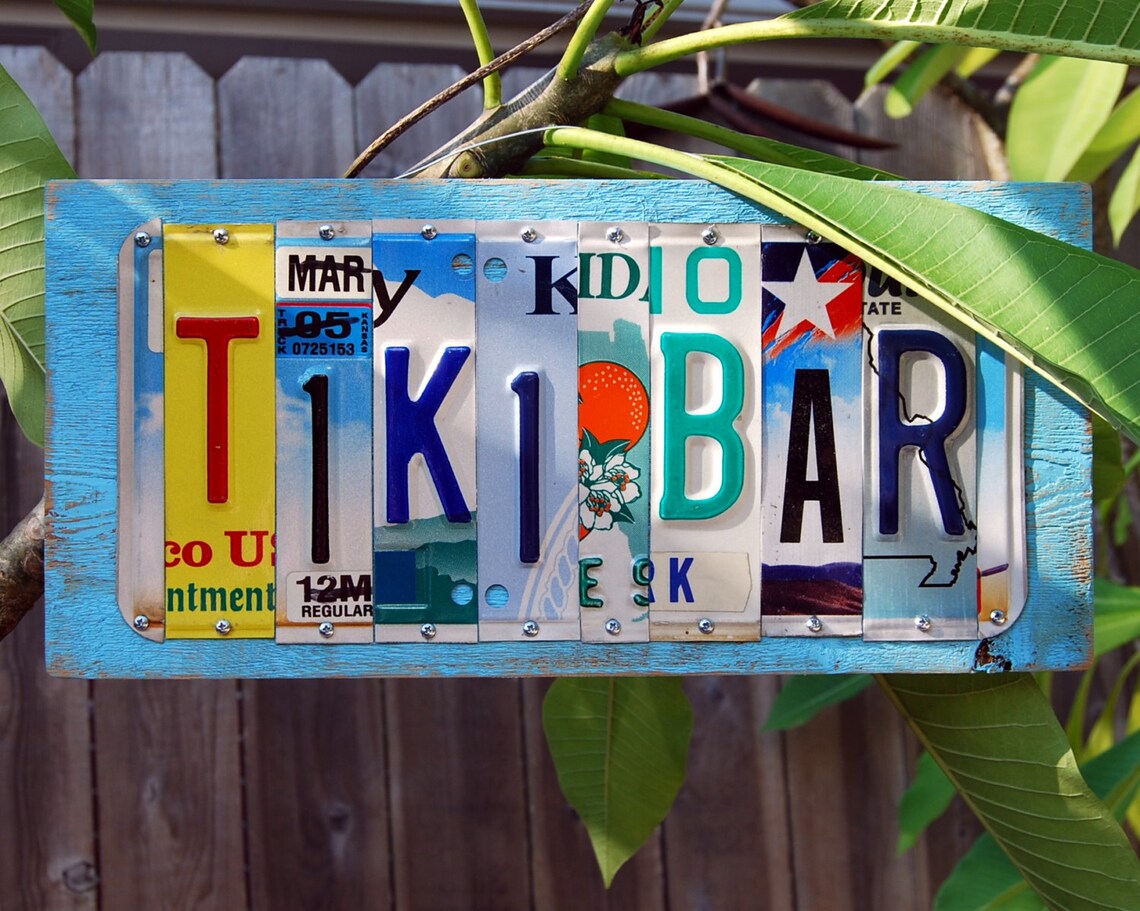 TIKI BAR Custom License Plate Sign / Happy Hour Beer Lover - Etsy