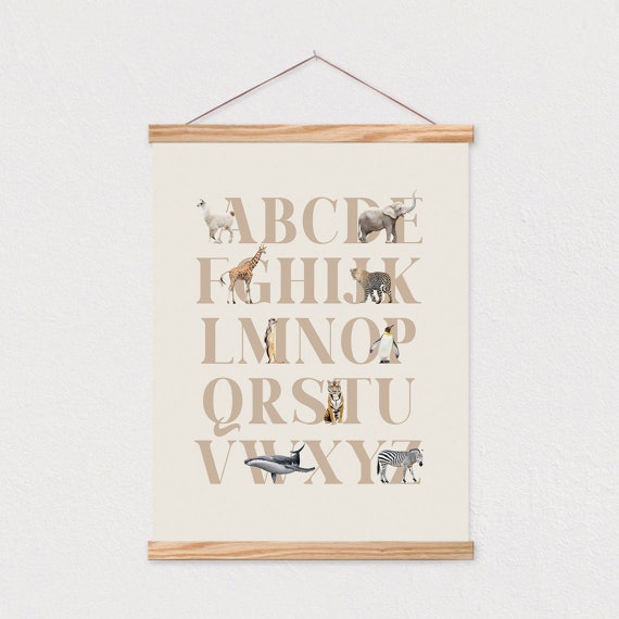 Neutral Alphabet Animals Art Print Kids Quote Art Funny - Etsy