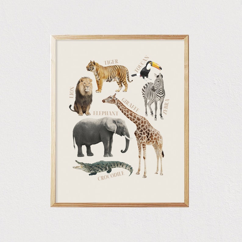 Safari Animals Tiger Lion Elephant Zebra Giraffe Crocodile - Etsy