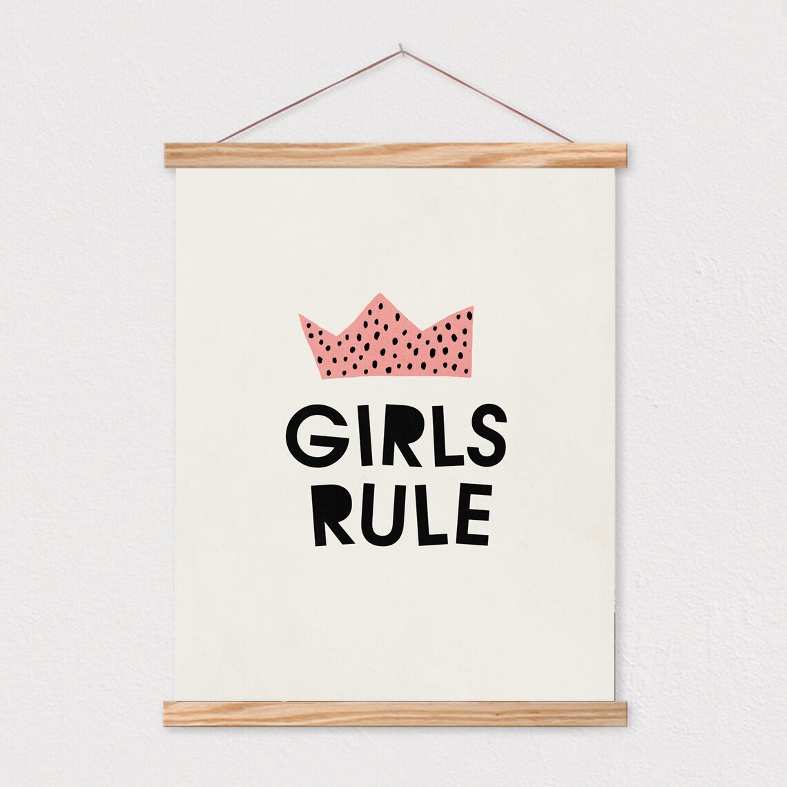 Girls Rule Crown Mid Century Modern Kids Wall Art - Etsy