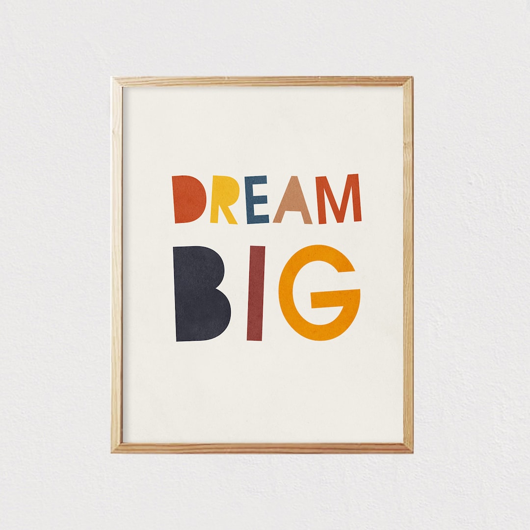 Dream Big - Mid Century Modern Kids Wall Art - Children's Wall Art ...