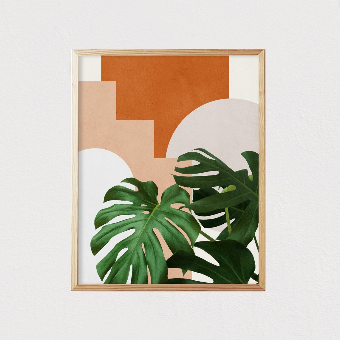 Abstract Art Shapes Print Tropical Leaves Mid Century - Etsy