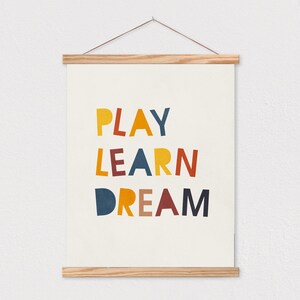Play Learn Dream - Mid Century Modern Kids Wall Art - Children's Art ...