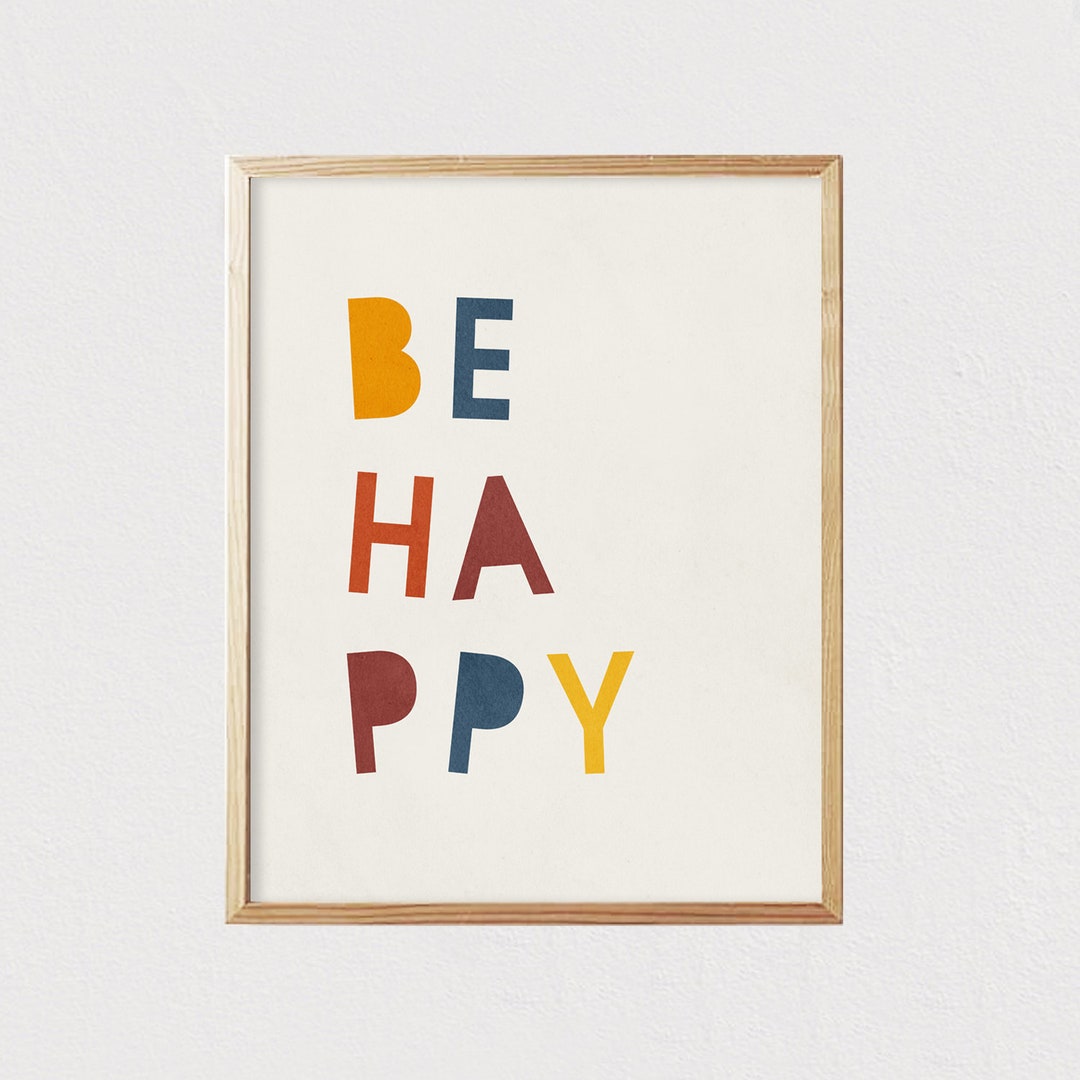 Be Happy Print - Mid Century Modern Kids Wall Art - Children's Art ...
