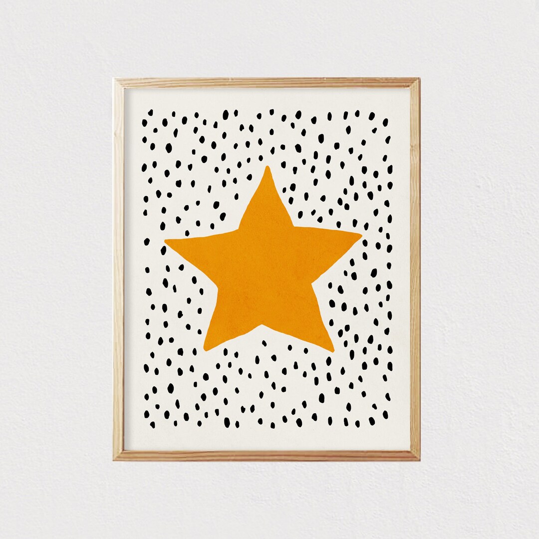 Yellow Star - Mid Century Modern Kids Wall Art - Children's Art - Kids ...