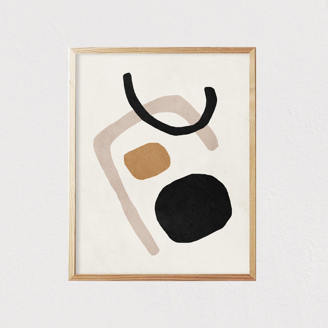 Abstract Art Shapes Neutral Print - Mid Century Modern Wall Art ...