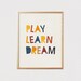 Play Learn Dream Mid Century Modern Kids Wall Art | Etsy