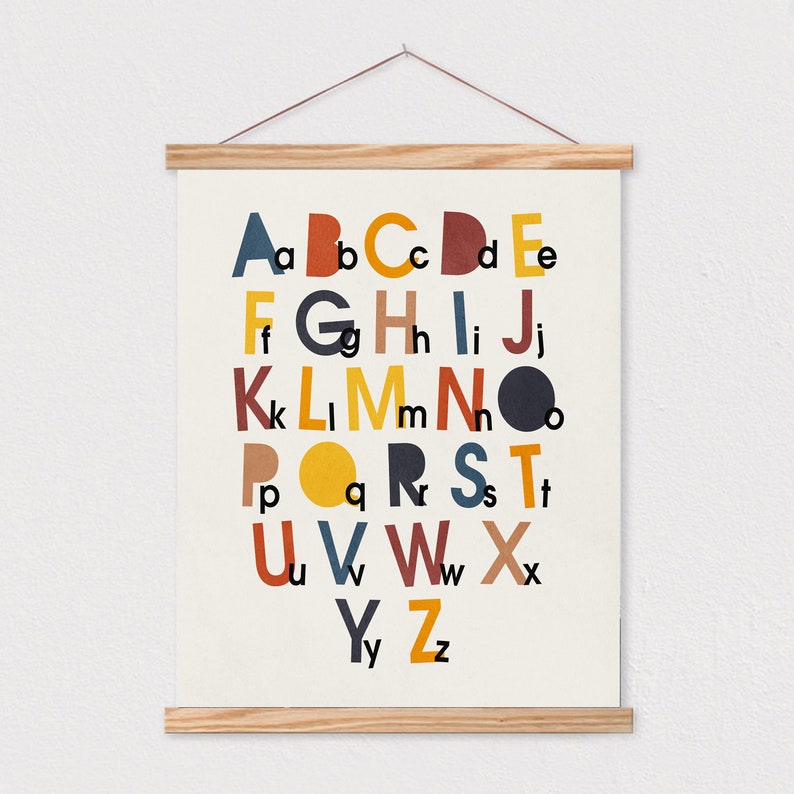 Alphabet Mid Century Modern Kids Wall Art Children's - Etsy