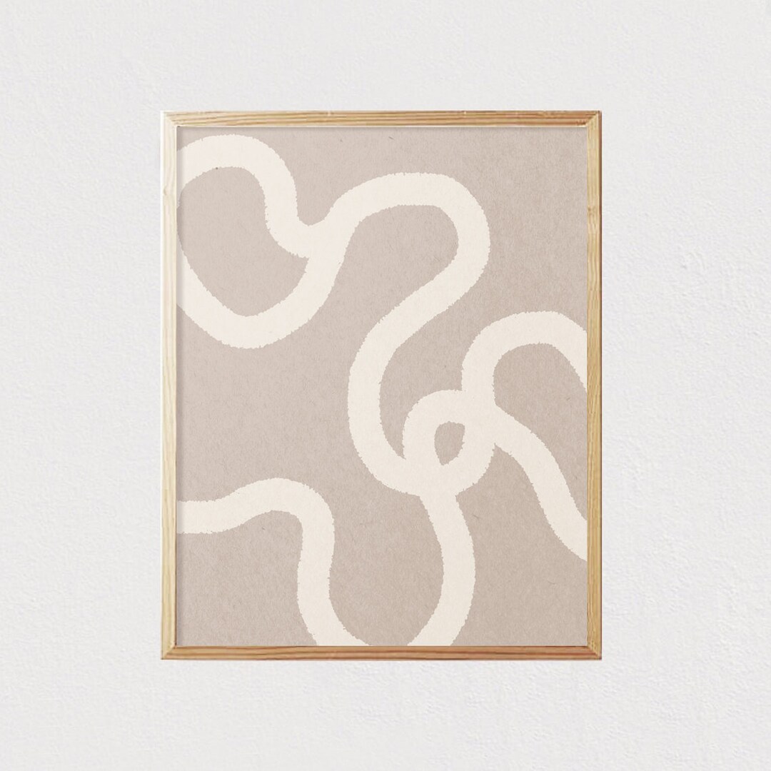 Abstract Line Art Shapes Neutral Print - Mid Century Modern Wall Art ...