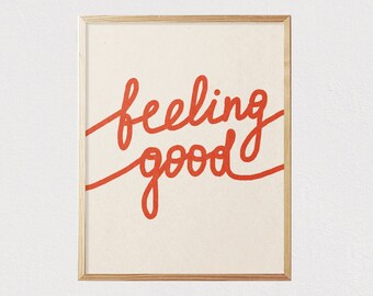 Good Vibes Line Art Retro Hand Drawing Art Print Mid Century | Etsy