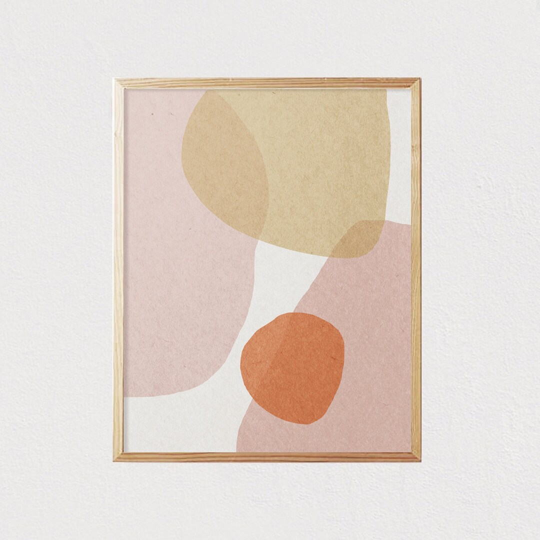 Abstract Sunset Neutral Shapes Art Print - Mid Century Modern Wall Art ...