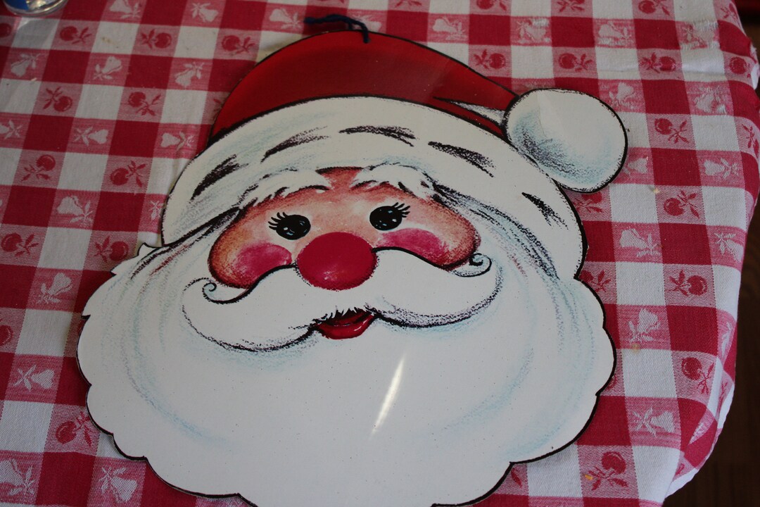 Vintage Cardboard Santa Head - Etsy