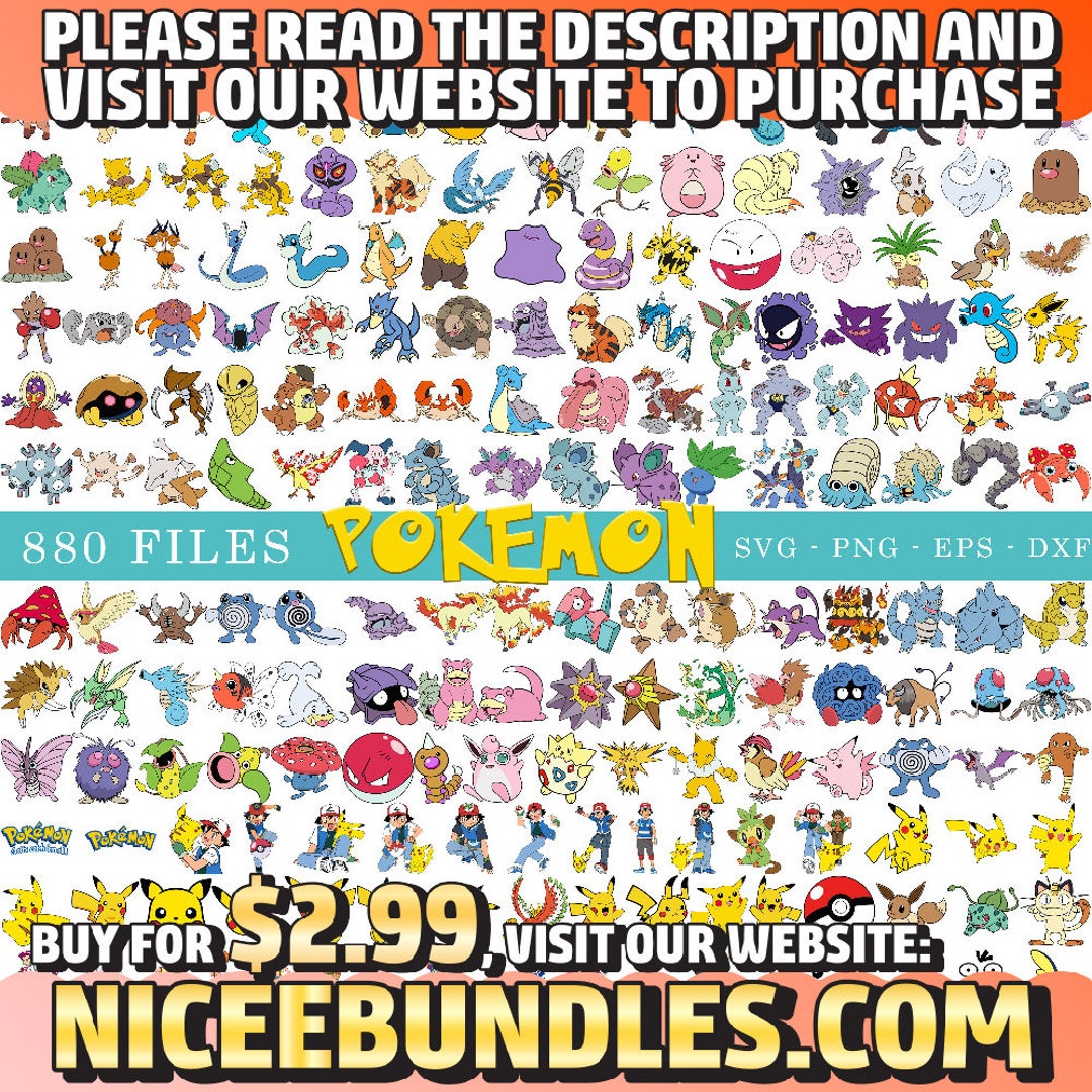880 Pokemon Svg, Pokemon Bundle, Pokemon Clipart, Pokemon Png, Pikachu ...