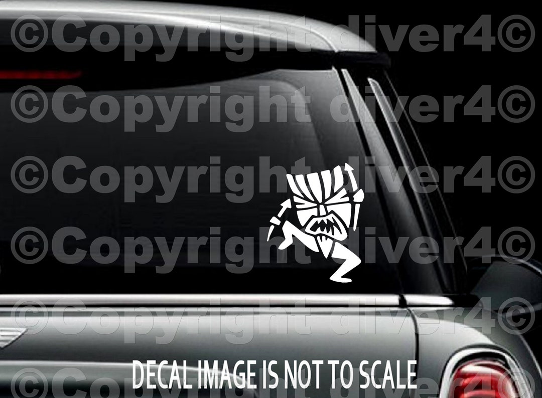 Hawaiian Tiki Warrior Dancer Car Truck Van Window or Bumper Sticker ...