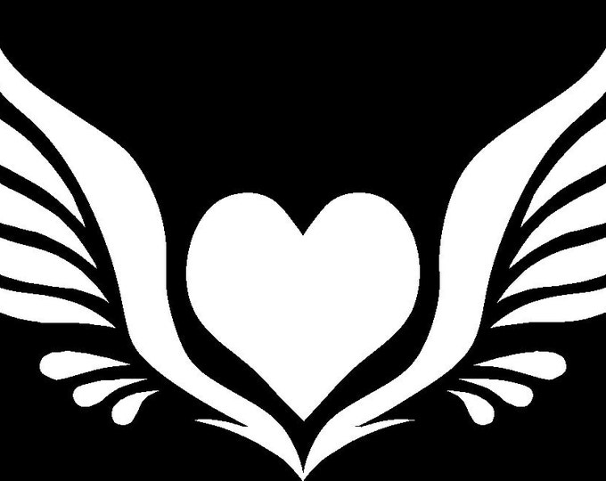 Angel Heart Angel Wings Cute Sticker Vinyl Decal, Car Window, Doors ...