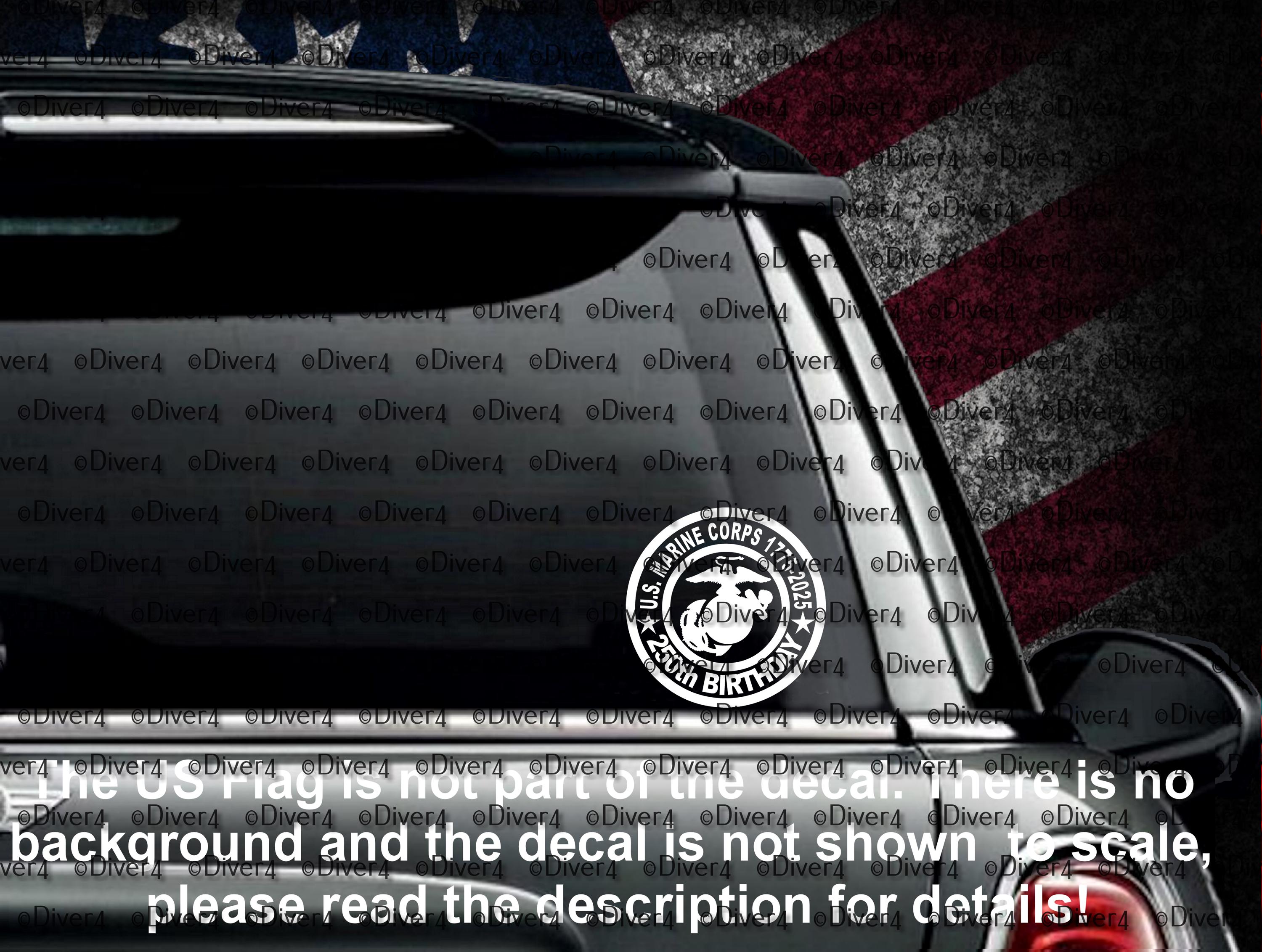 Round US Marine Corps 1775~2025 250th Birthday EGA Car Truck Van Cut ...