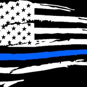 Distressed Flag With Thin Blue Line Police Support Custom Car Truck Van ...