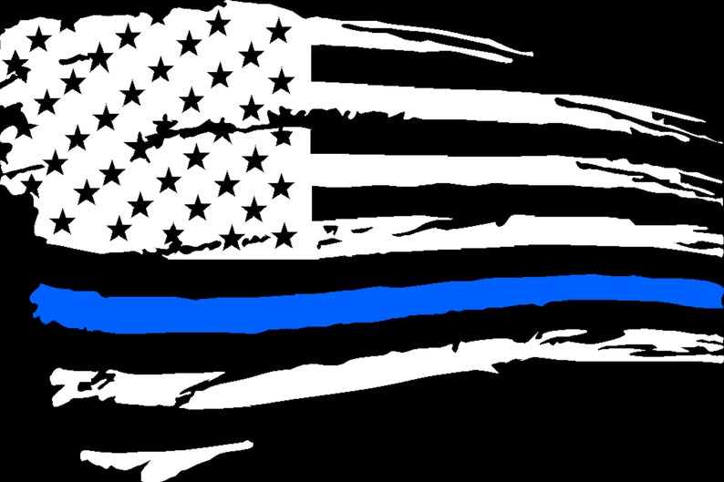 Distressed Flag With Thin Blue Line Police Support Custom Car | Etsy