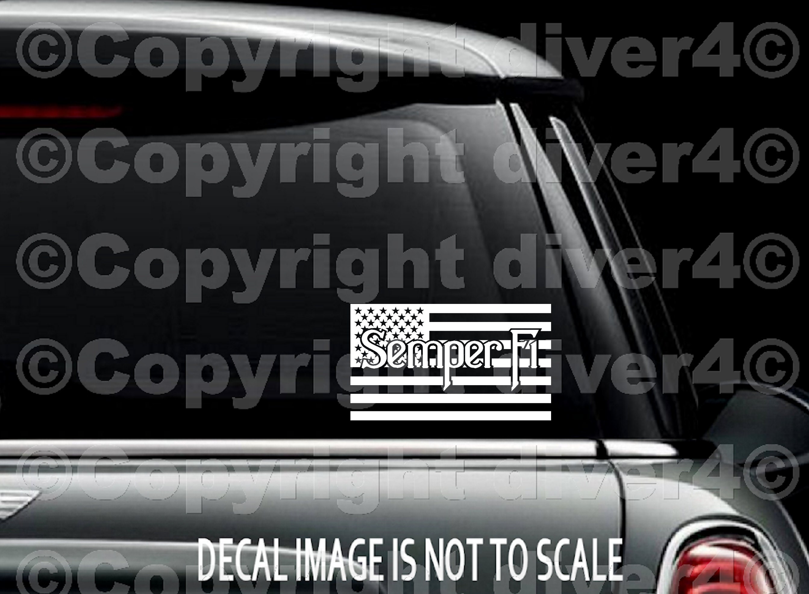 Marine Corps Semper Fi in US Flag Car Truck Van Window or Bumper ...