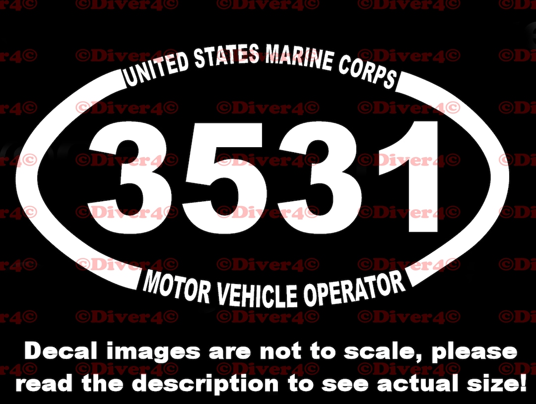 USMC 3531 Motor Vehicle Operator Car Truck Van Window Decal or Bumper ...