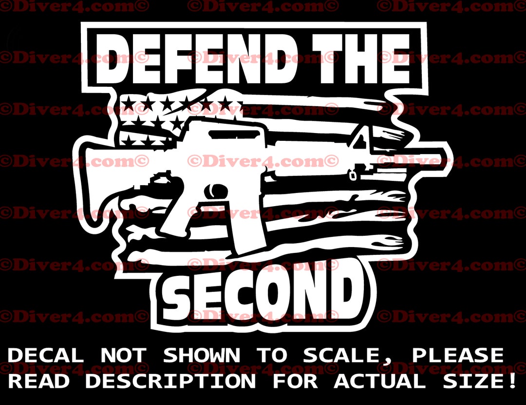 Defend the Second in Flag With Rifle Truck Van Window or Bumper Sticker ...