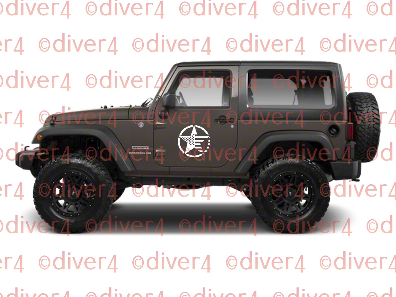 Set of 3 Military Oscar Mike American Flag Star Hood & Doors Vinyl ...