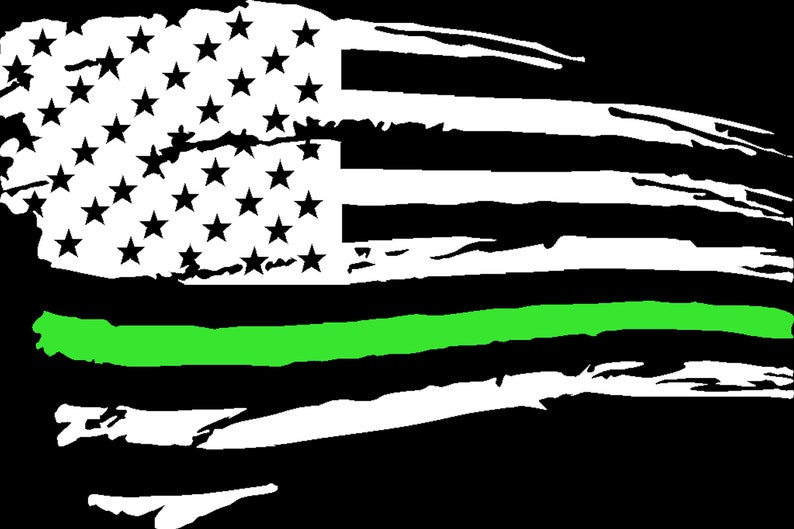 Distressed Flag With Thin Green Line Military Support Custom - Etsy