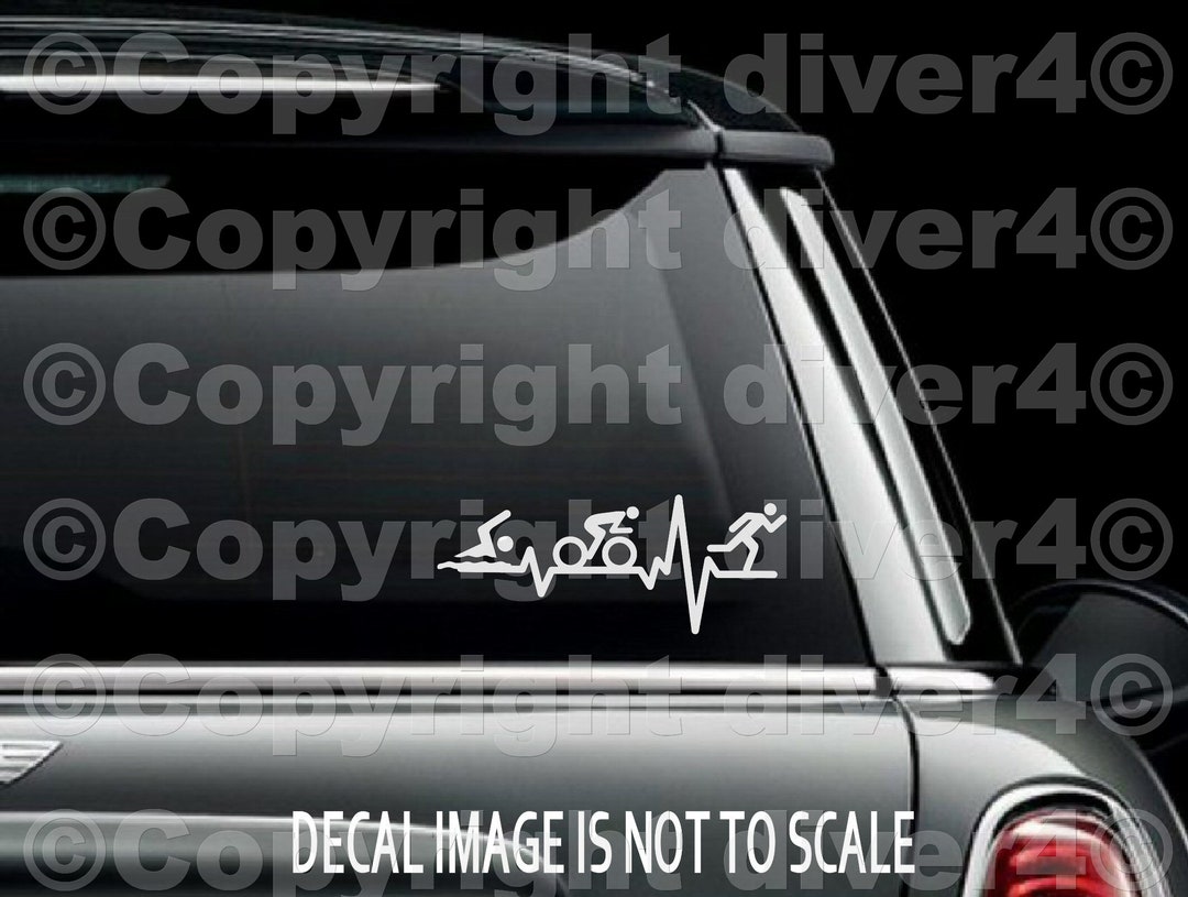 Mens Triathlon in a Pulse Custom Car Truck Van Window or Bumper Sticker ...