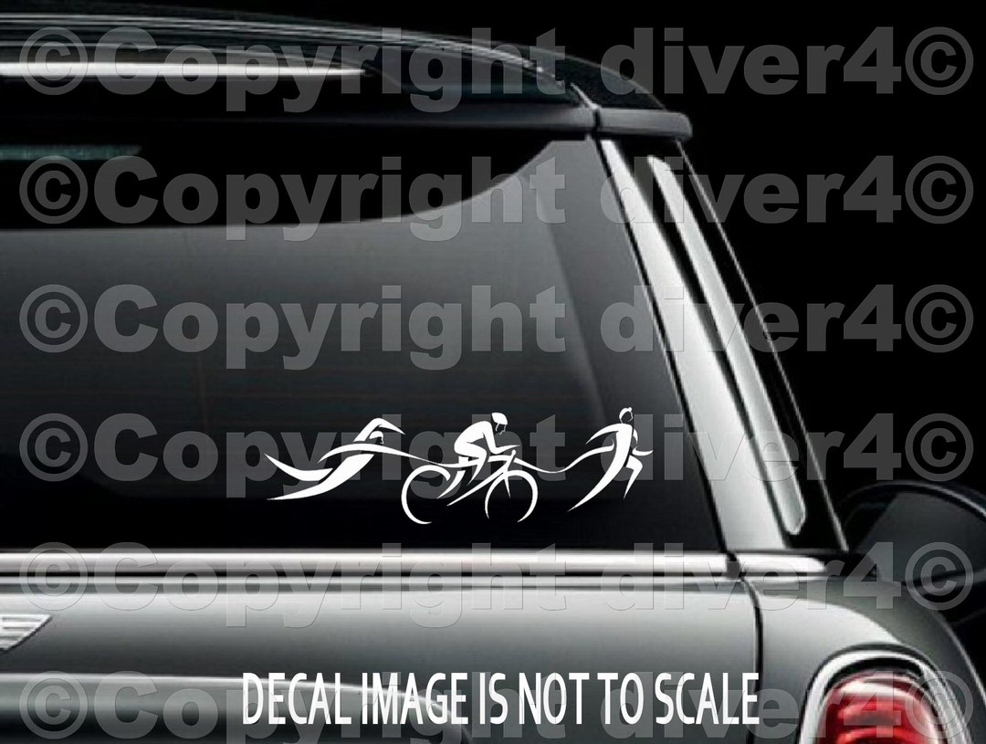 Triathlon Swim Bike Run Custom Car Truck Van Window or Bumper Sticker ...