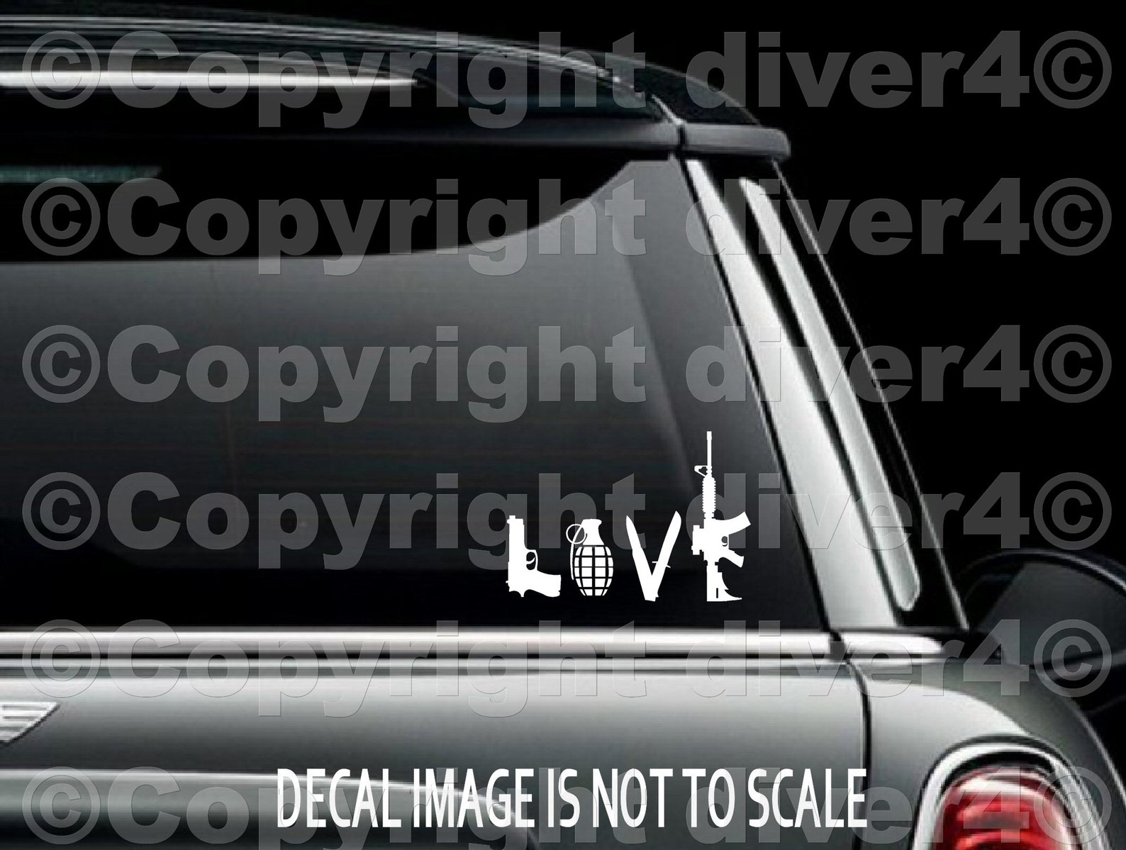 Love Spelled in Guns Custom Car Truck Van Window or Bumper | Etsy