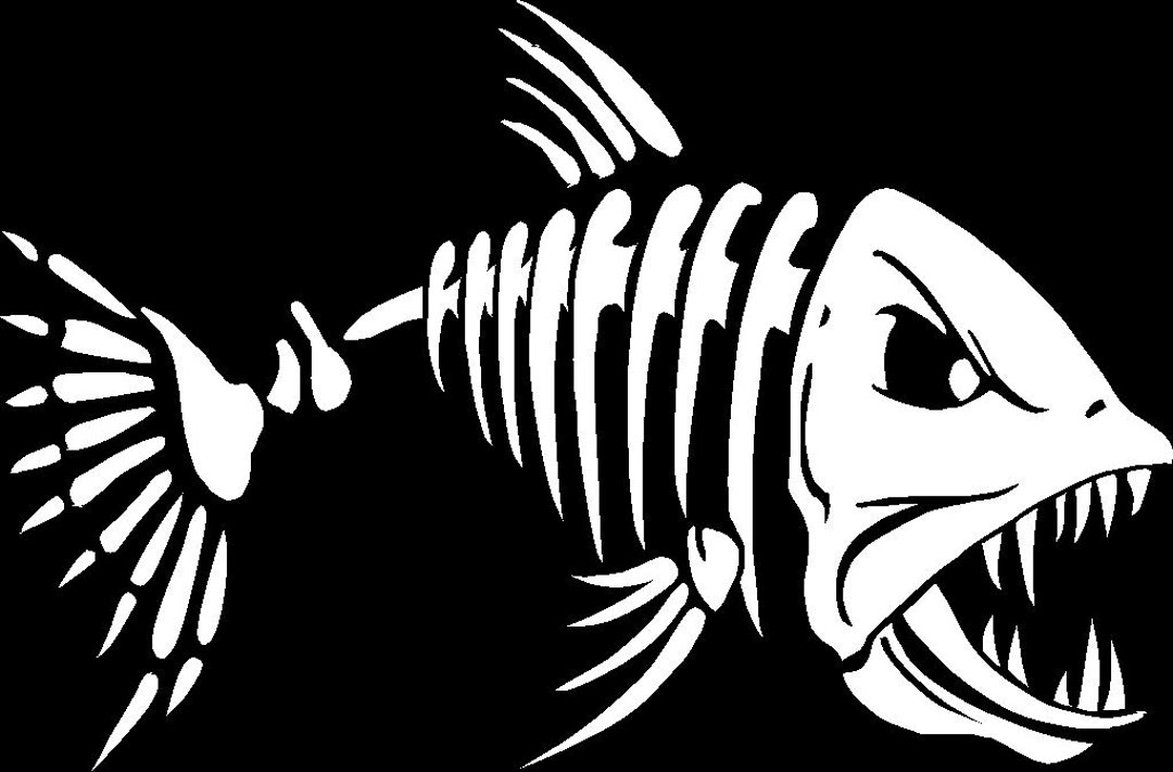 Angry Fish Skeleton Bones Custom Car Truck Van Window or Bumper Sticker ...