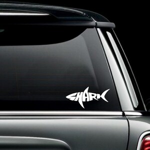 Word Shark Shaped Like a Shark Car Truck Van Window or Bumper Sticker ...
