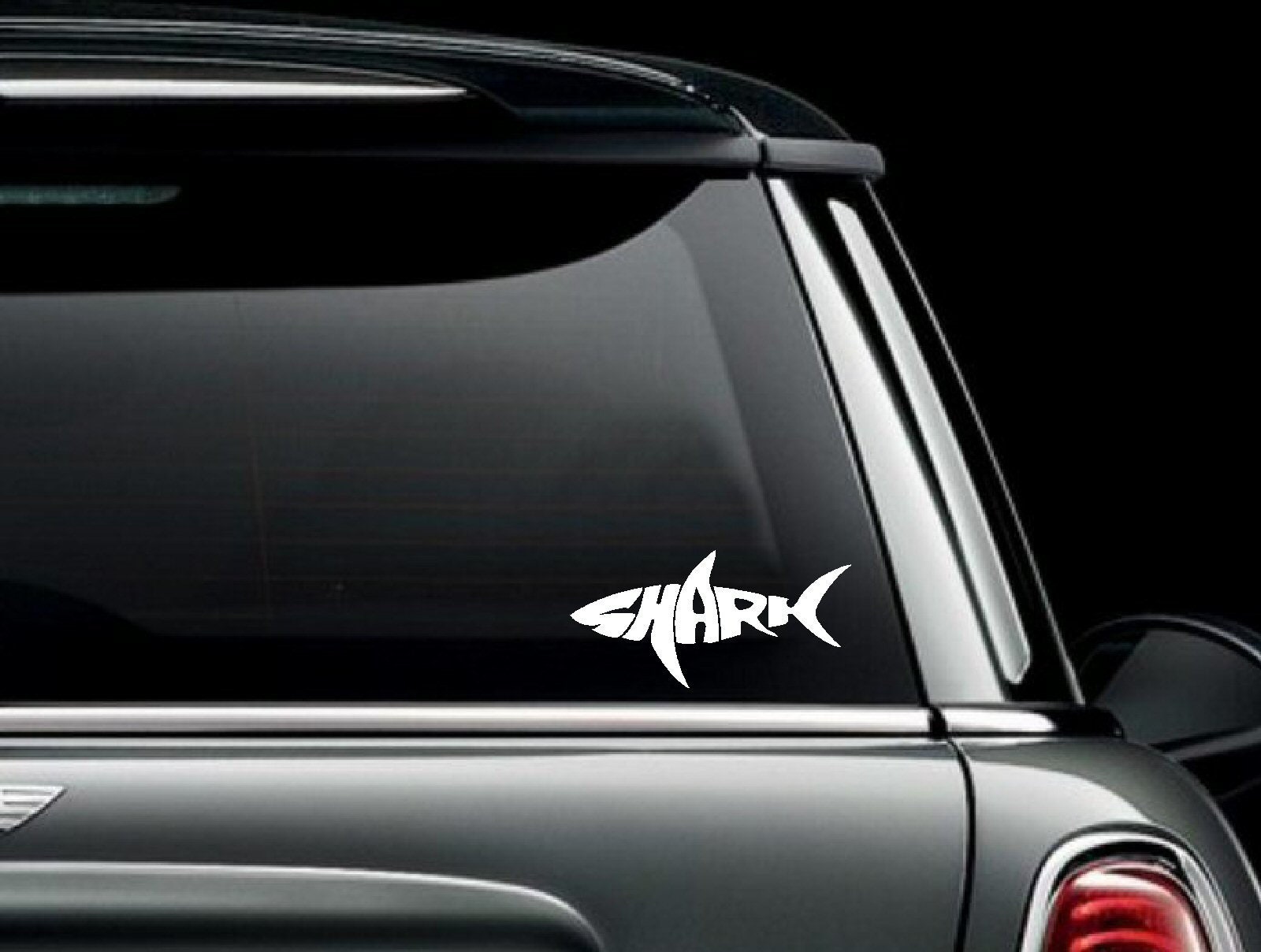 Word Shark Shaped Like a Shark Car Truck Van Window or Bumper Sticker ...