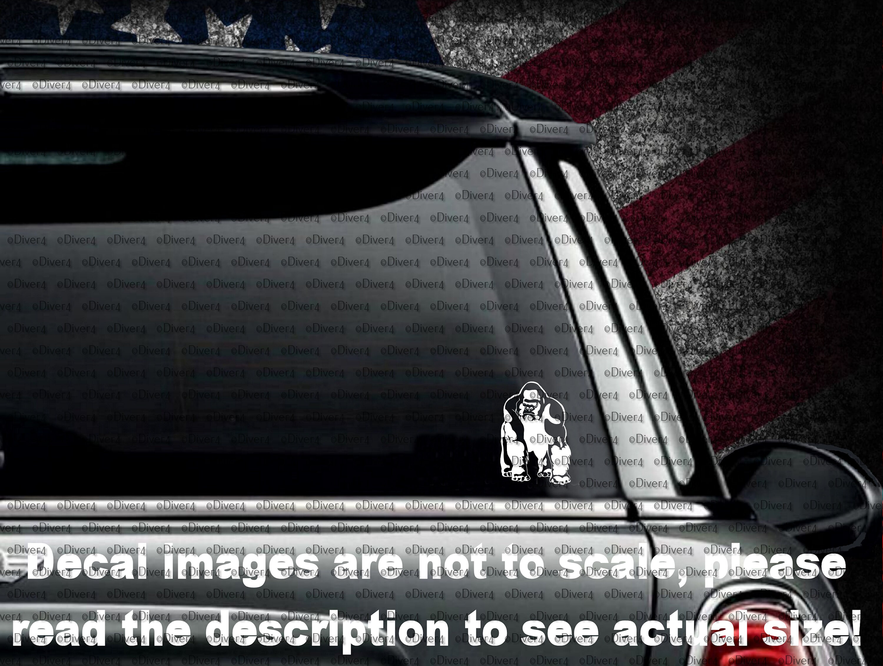 Gorilla on All Fours Looking at You Car Van Truck Sticker Cut Vinyl ...