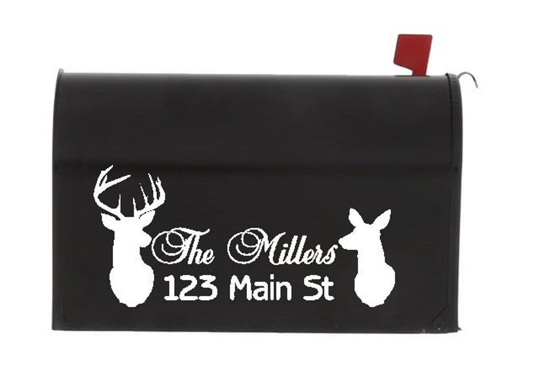 2 Buck and Doe Die Cut Vinyl Mailbox Decal Sticker With Name and Street ...