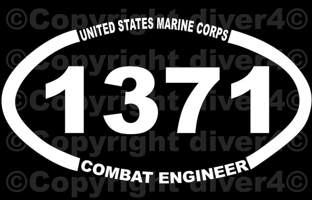 USMC 1371 Combat Engineer Oval Car Truck Van Window or Bumper Sticker ...