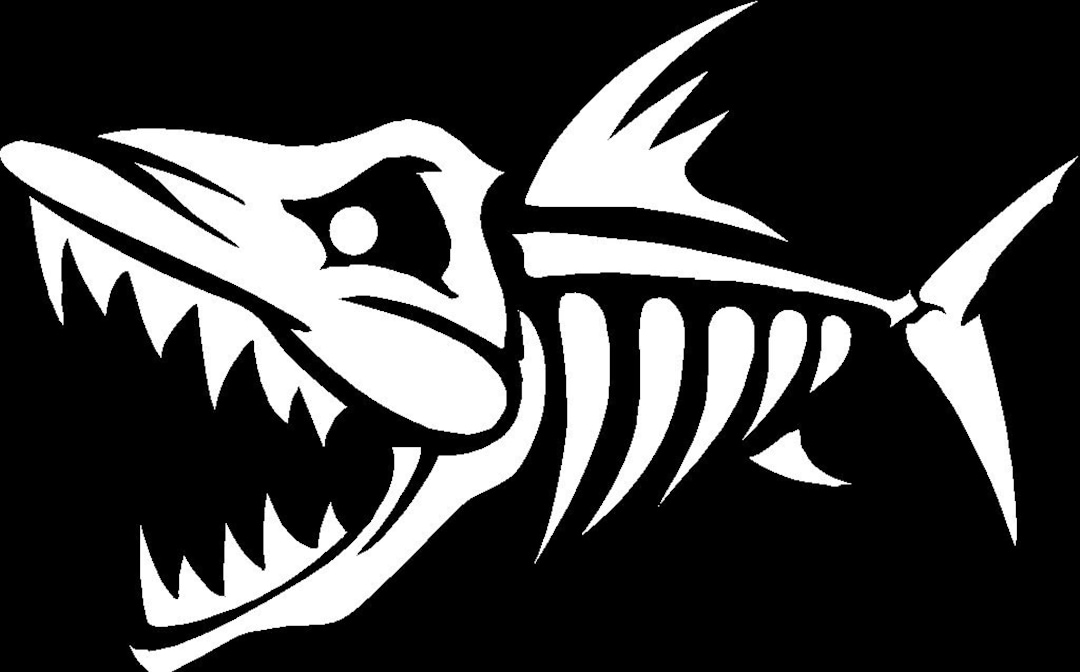 Angry Fish Skeleton Bones Custom Car Truck Van Window or Bumper Sticker ...