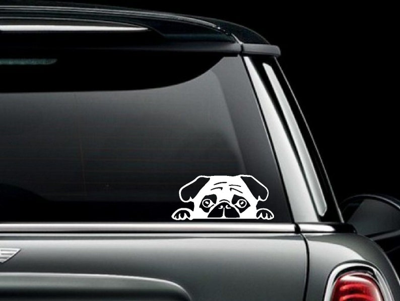 Peeking Pug 2 Car Truck Van Window or Bumper Sticker Vinyl - Etsy