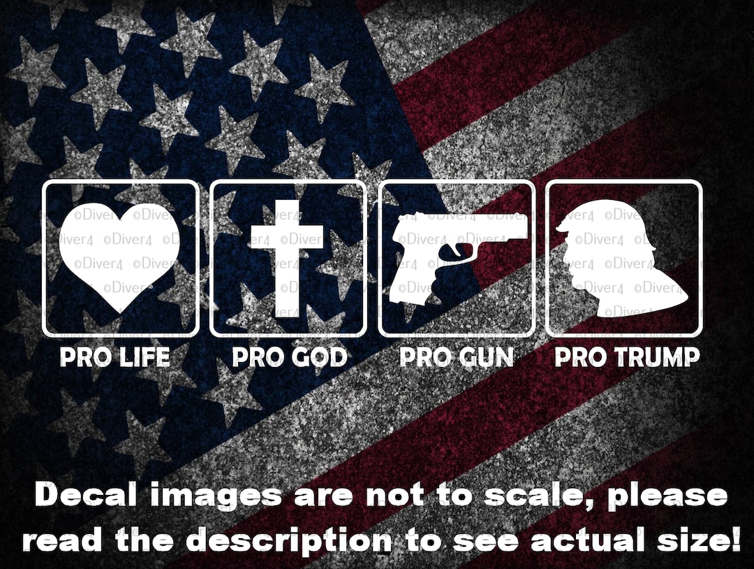 Pro Life Pro God Pro Gun Pro Trump Car Truck Van Window Decal Sticker ...