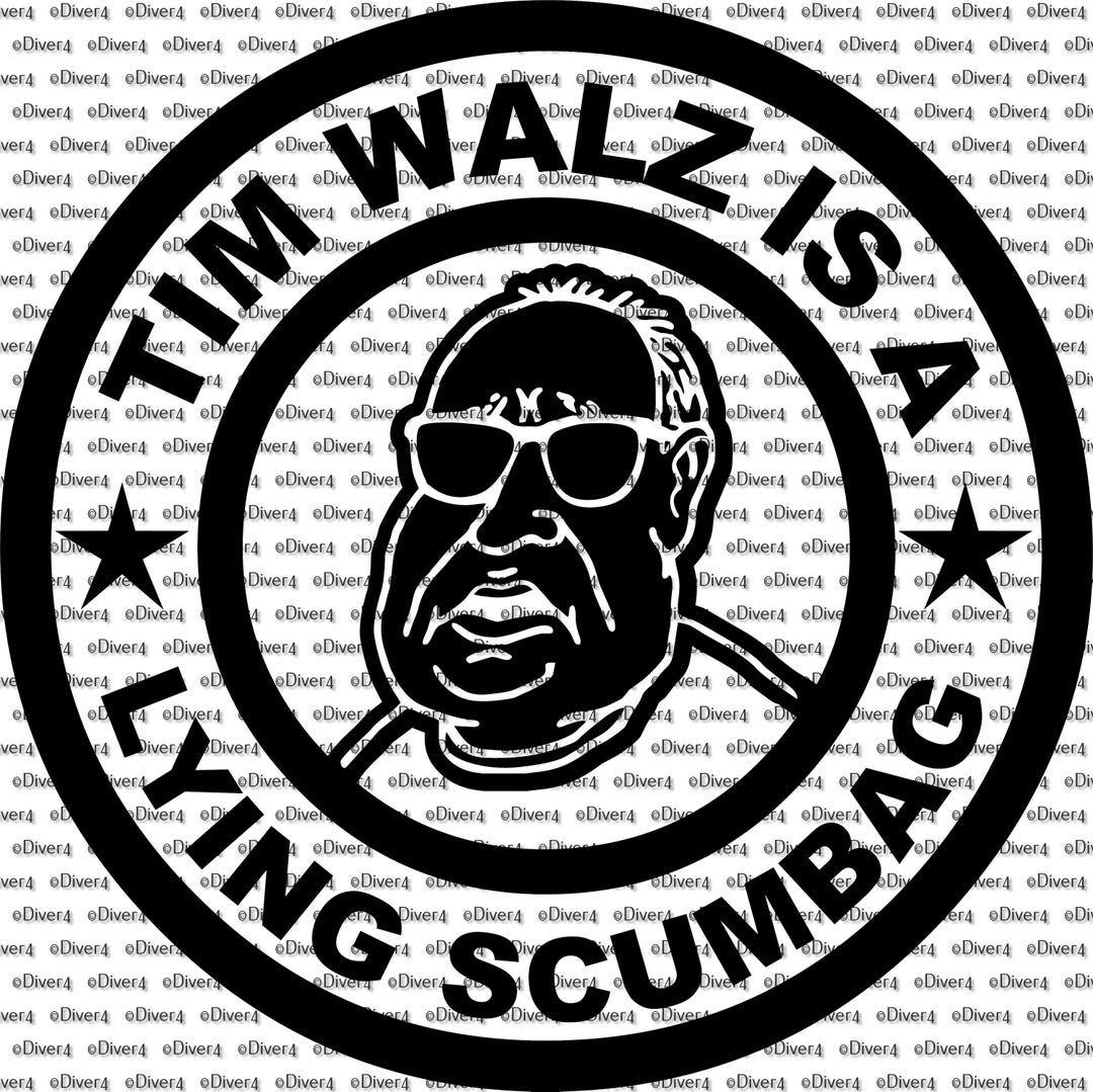 Round Tim Walz is A Lying Scumbag Car Van Truck Sticker Cut Vinyl Decal ...