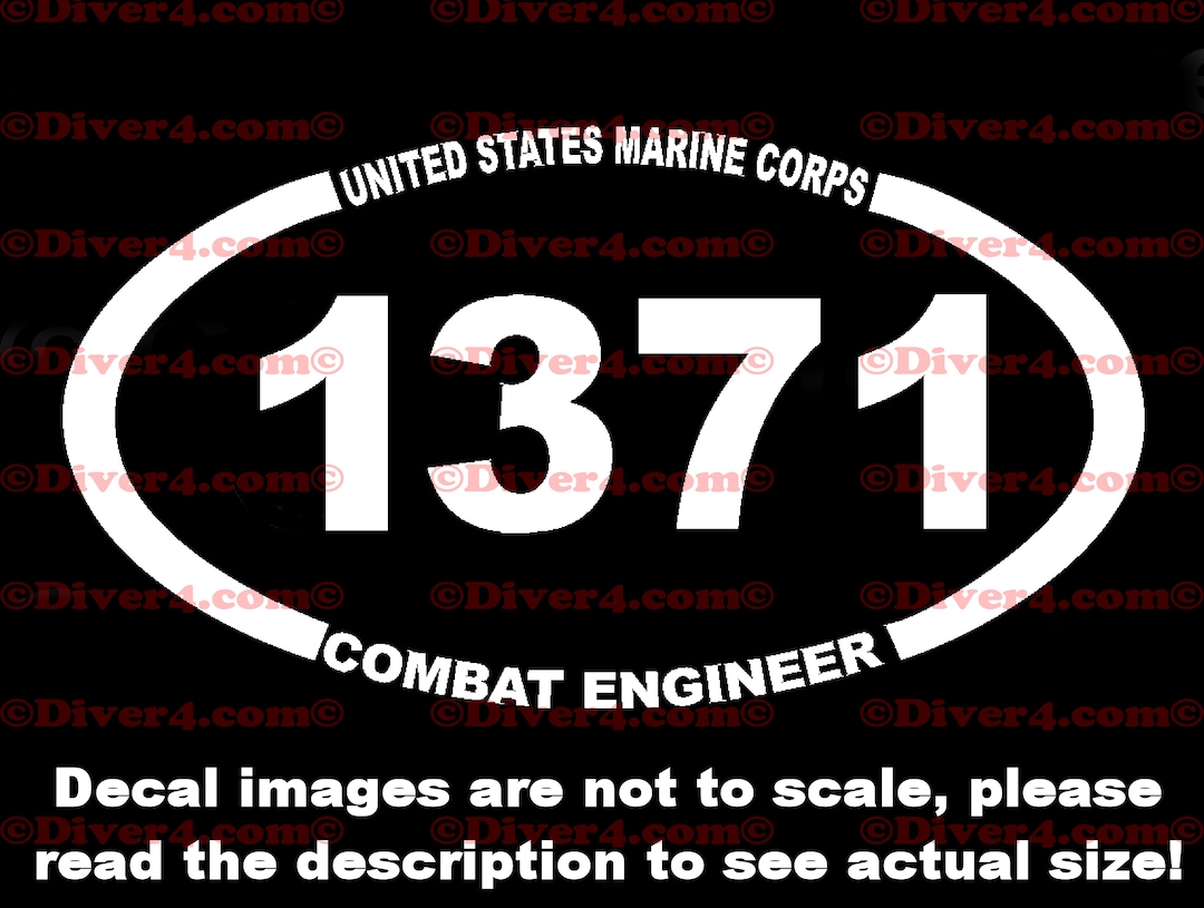 USMC 1371 Combat Engineer Car Truck Van Window or Bumper Sticker Vinyl ...