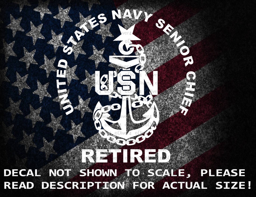 US Navy Senior Chief Anchor Insignia Retired Car Van Truck Sticker Cut ...