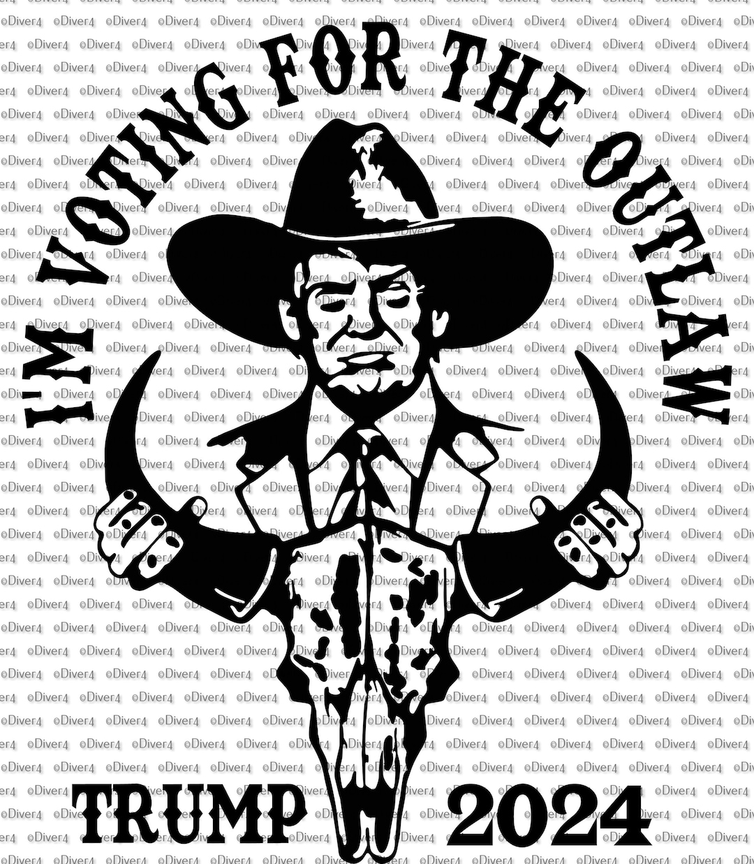I'm Voting for the Outlaw Trump Bull by the Horns in Cowboy Hat Car Van ...
