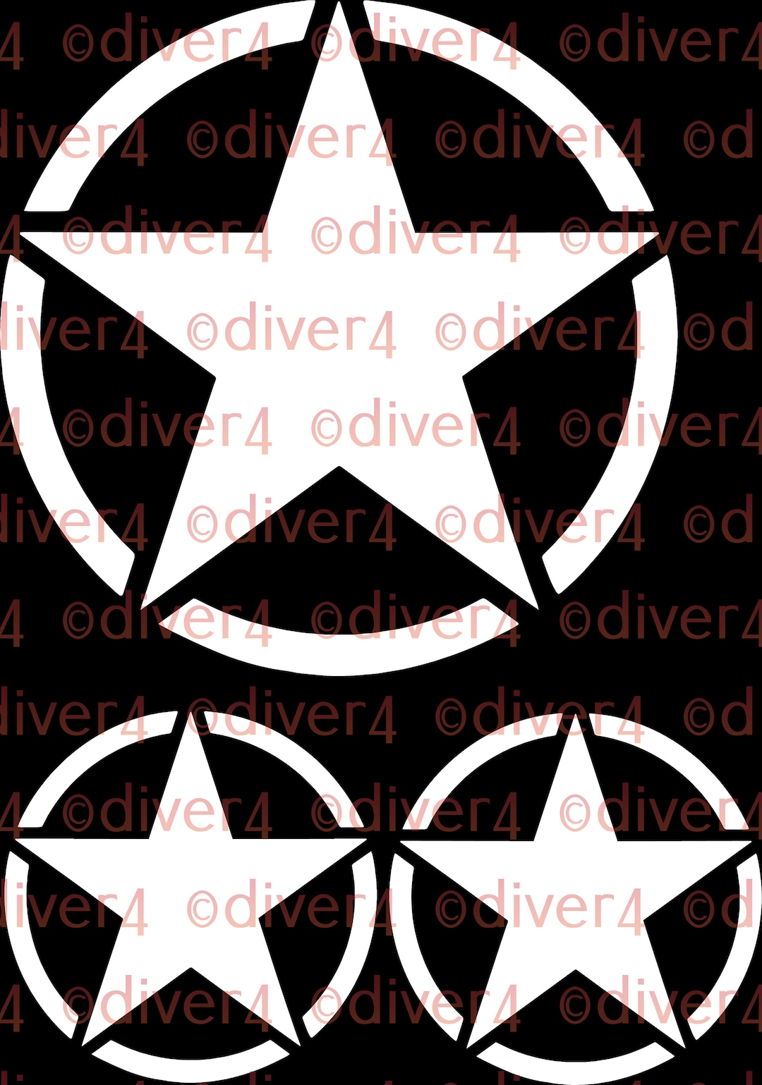 Set of 3 Military Oscar Mike Star Decals Hood & Doors Vinyl 4x4 off ...