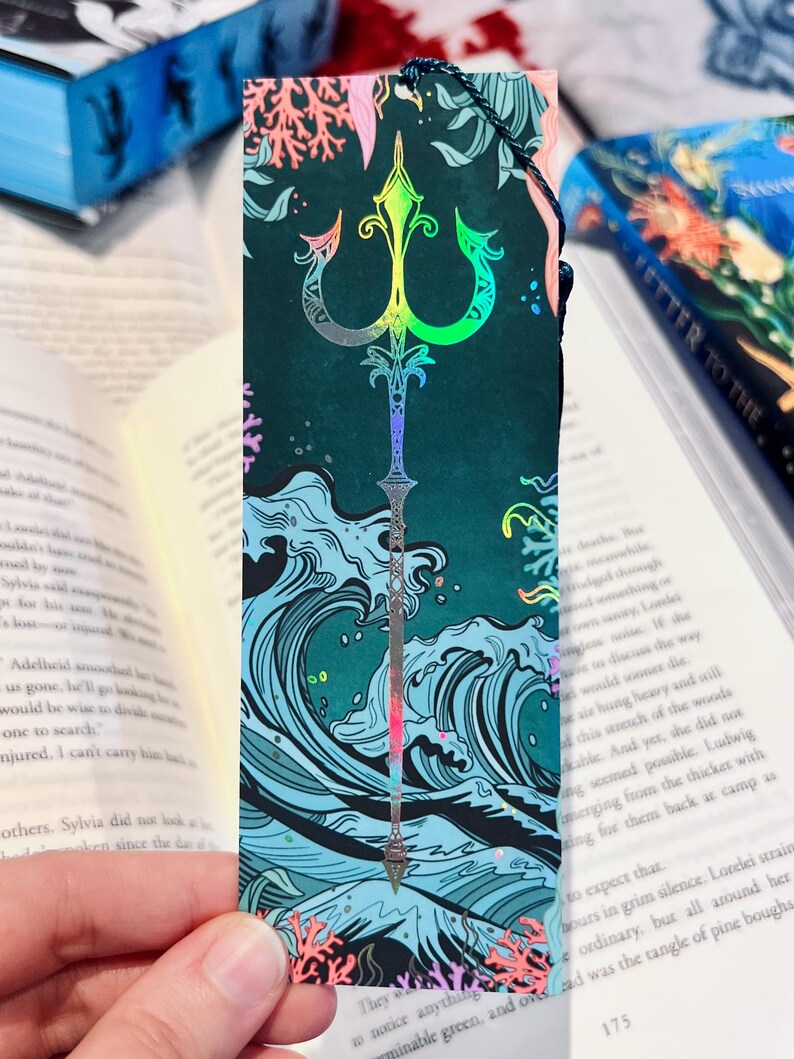 Poseidon's Trident Bookmark - Holographic Foil and Soft Touch - Books ...