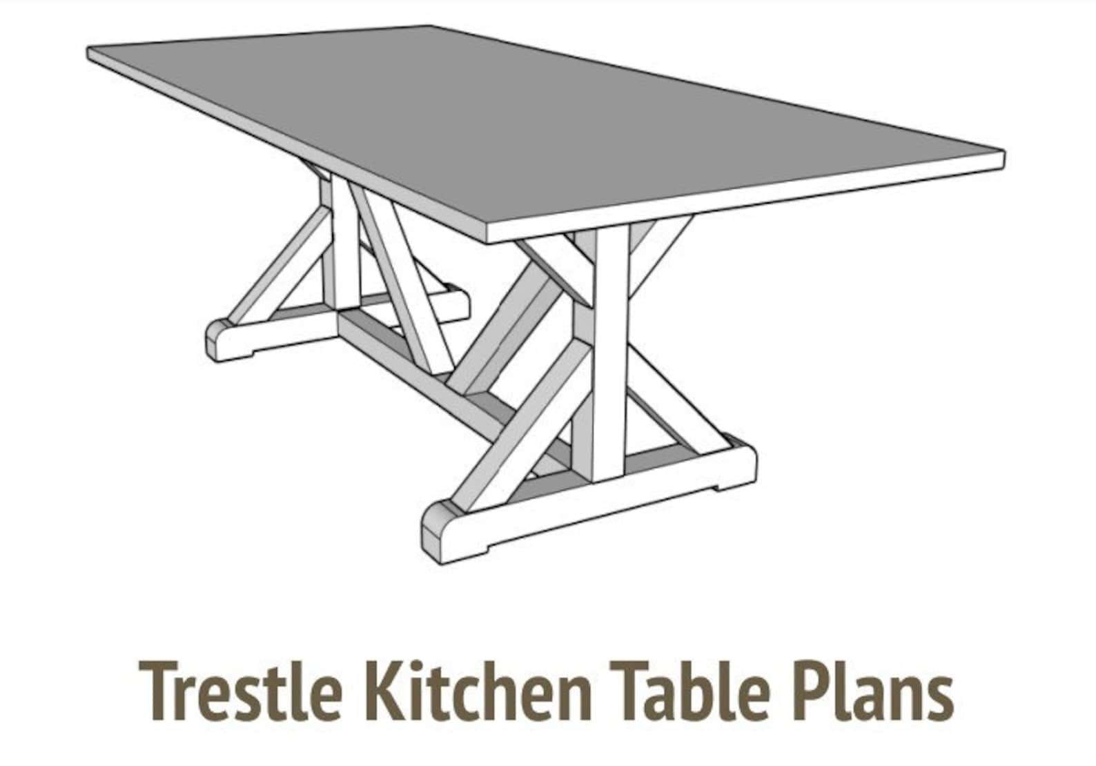 Trestle Kitchen Table Woodworking Plans - Etsy