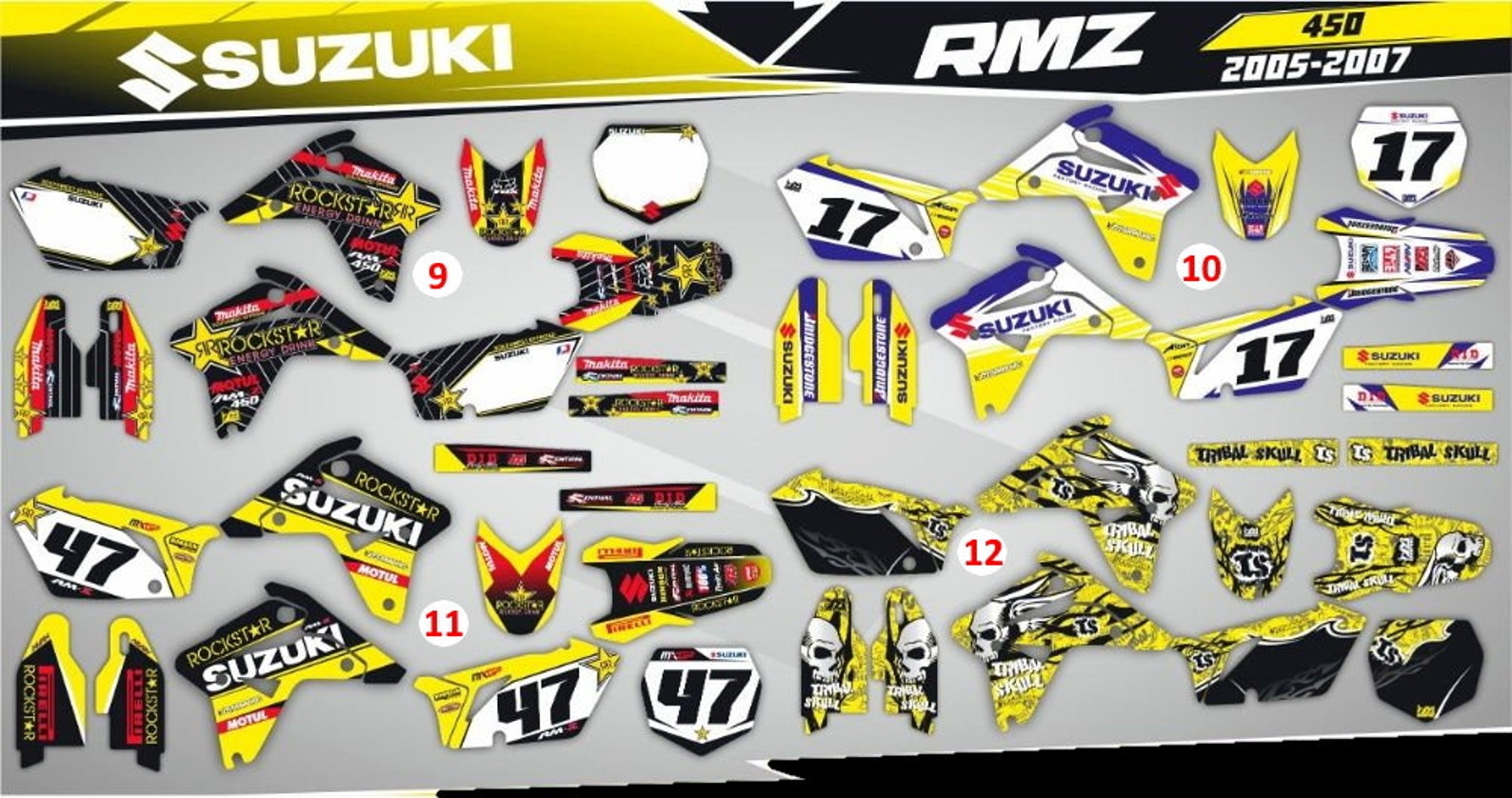Motorcycle Suzuki Rm Rmz Drz Djebel Dr Decals Graphic Kit, Motorcycle ...